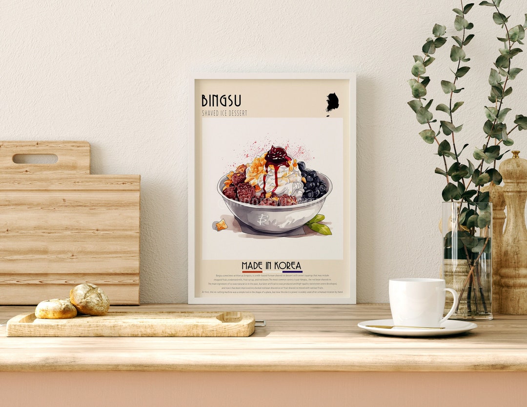 Bingsu Poster, Korean Food Print, Korean Kitchen Art, Korean Dessert ...