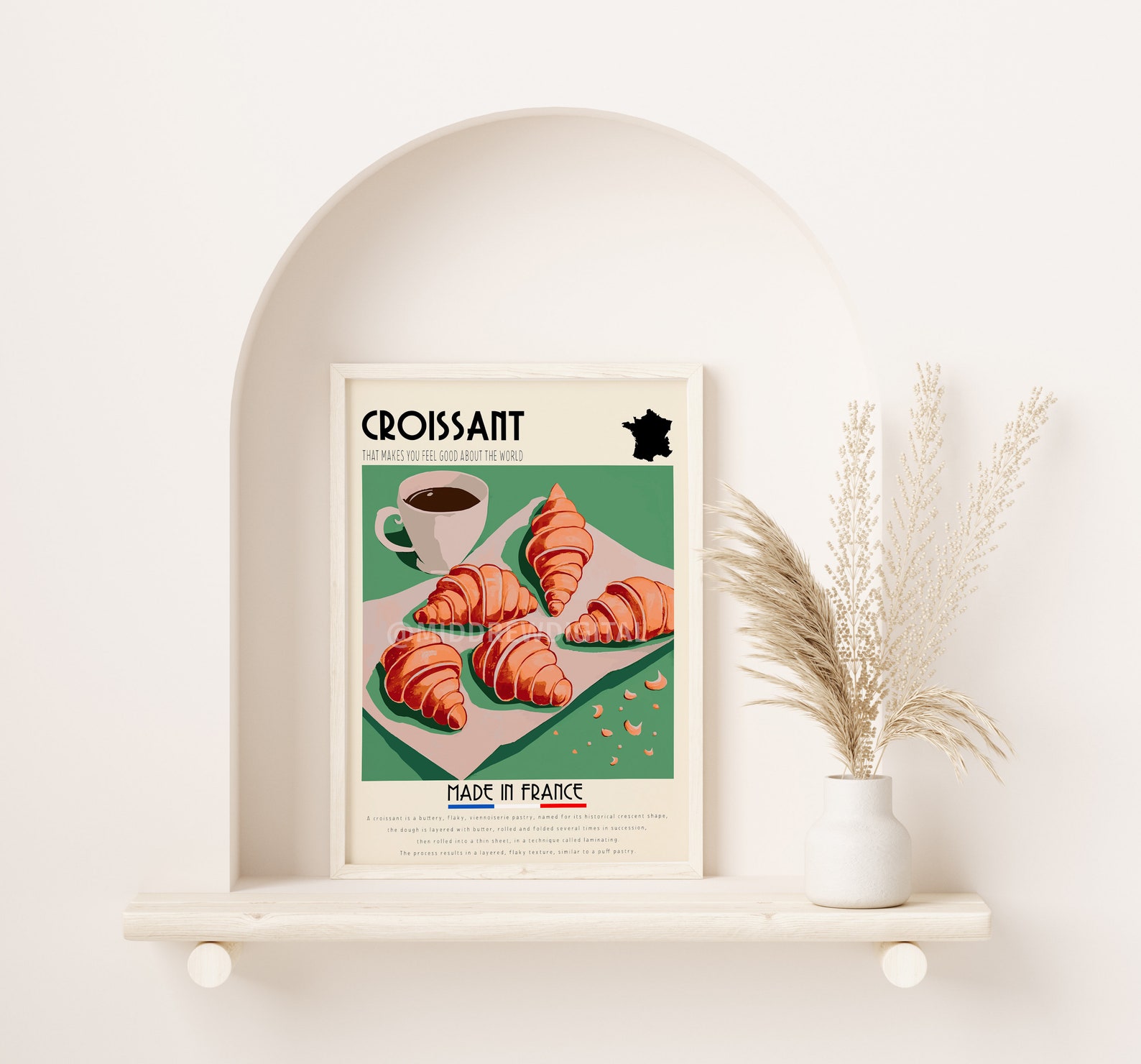 Croissant Poster French Food Poster Cafe Print Retro - Etsy