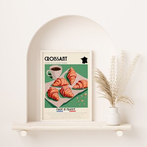 Croissant Poster, French Food Poster, Cafe Print, Retro, Vintage Print ...
