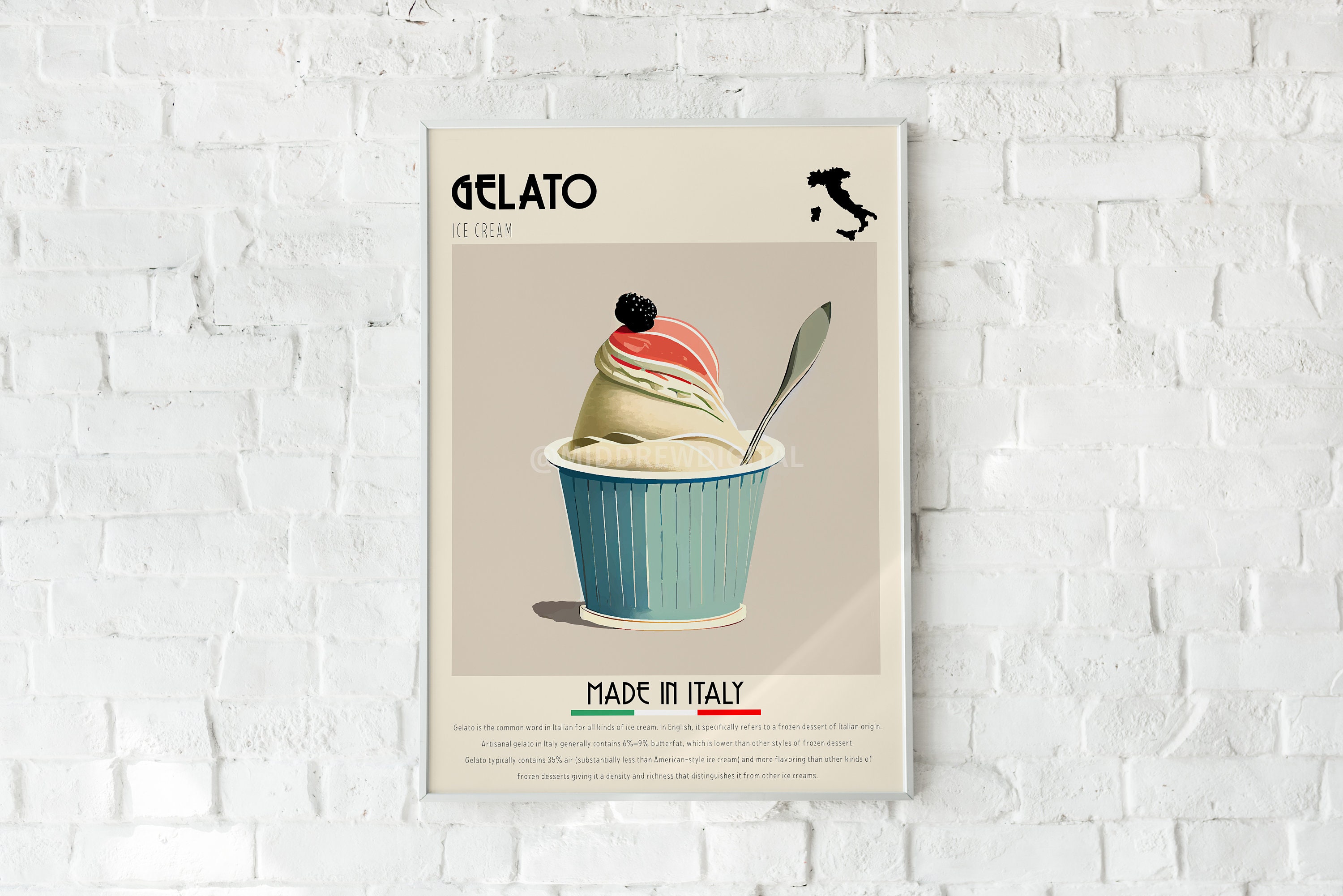 Gelato Poster Italian Food Poster Cafe Print Ice Cream - Etsy
