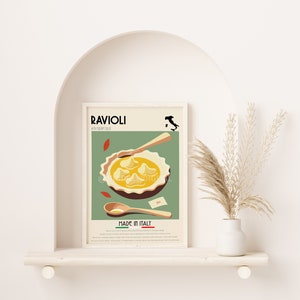 Ravioli Poster, Italian Food Poster, Pasta Poster, Cafe Print, Retro ...