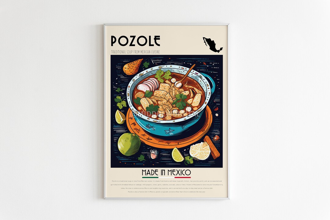 Pozole Poster, Mexican Food Print, Pozole Art, Mexico Street Food ...