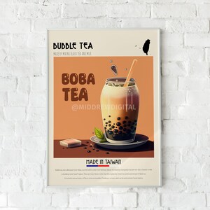 Bubble Tea Poster, Boba Tea Print, Taiwan Food Poster, Kitchen Wall ...