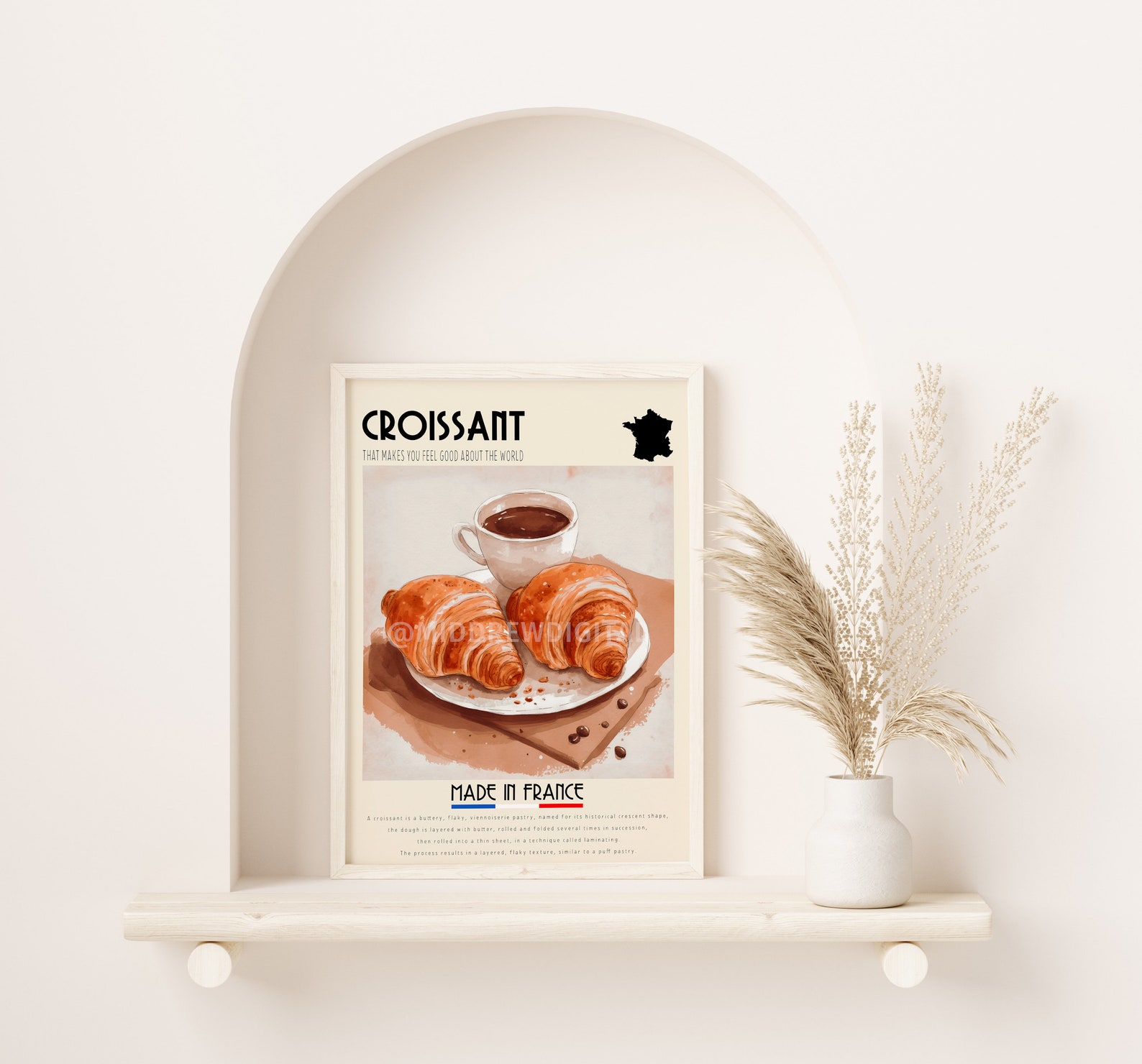 Croissant Poster French Food Poster Cafe Print Retro - Etsy
