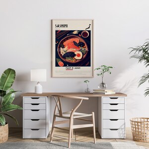 Sashimi Poster, Japanese Print, Food Poster, Cafe Wall Art, Retro ...