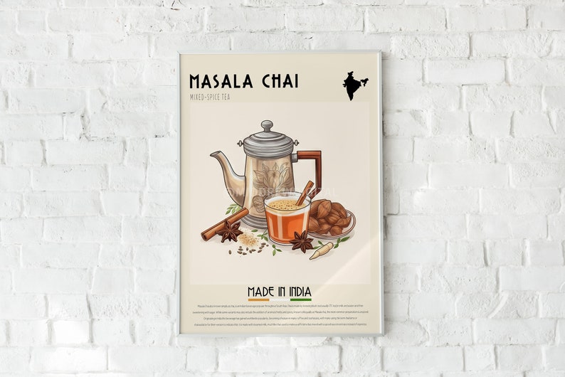 Masala Chai Poster Indian Tea Print Kitchen Wall Art Cafe - Etsy