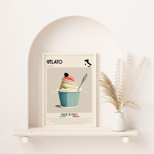 Gelato Poster, Italian Food Poster, Cafe Print, Ice Cream, Vintage ...