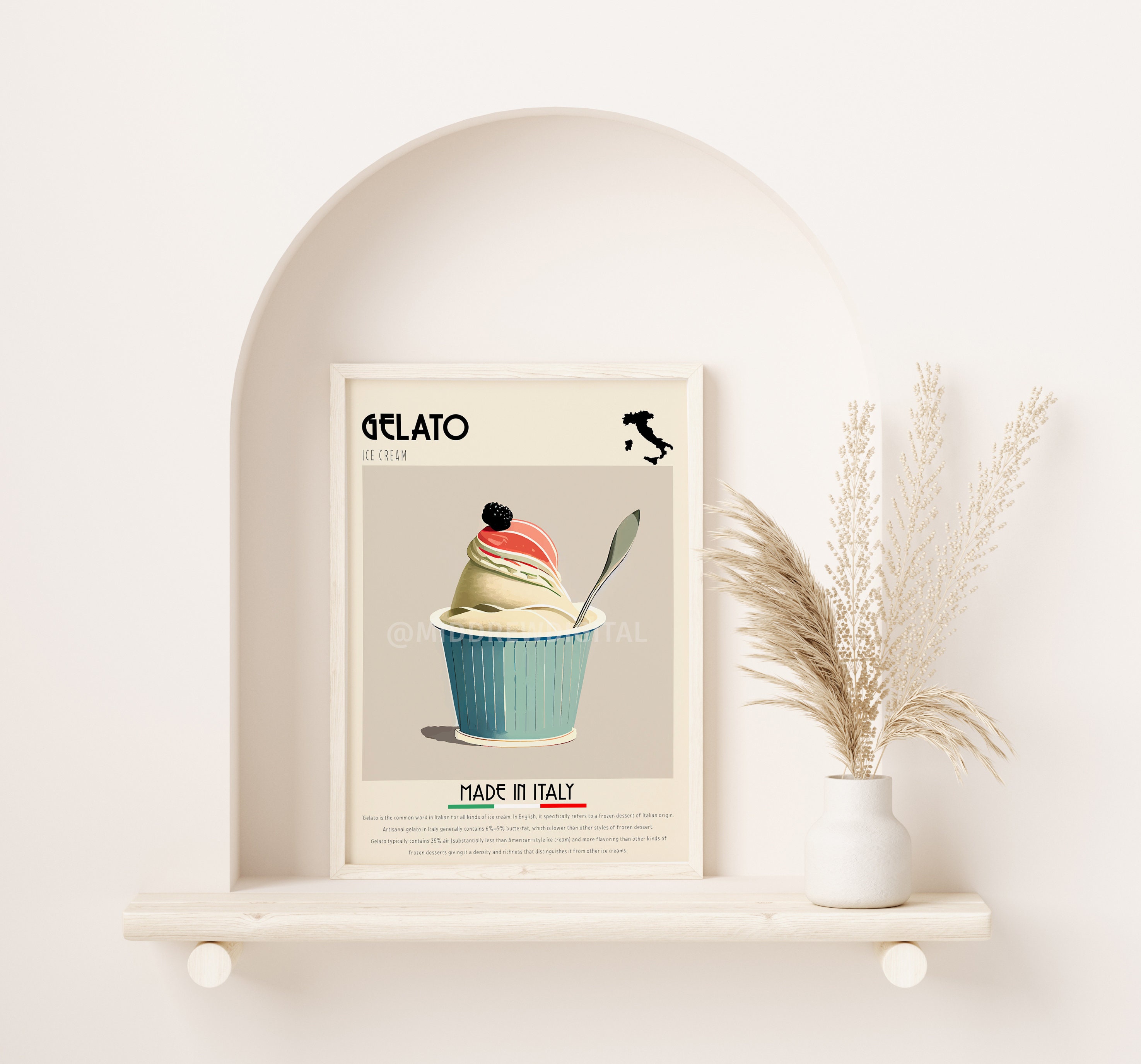 Gelato Poster Italian Food Poster Cafe Print Ice Cream - Etsy
