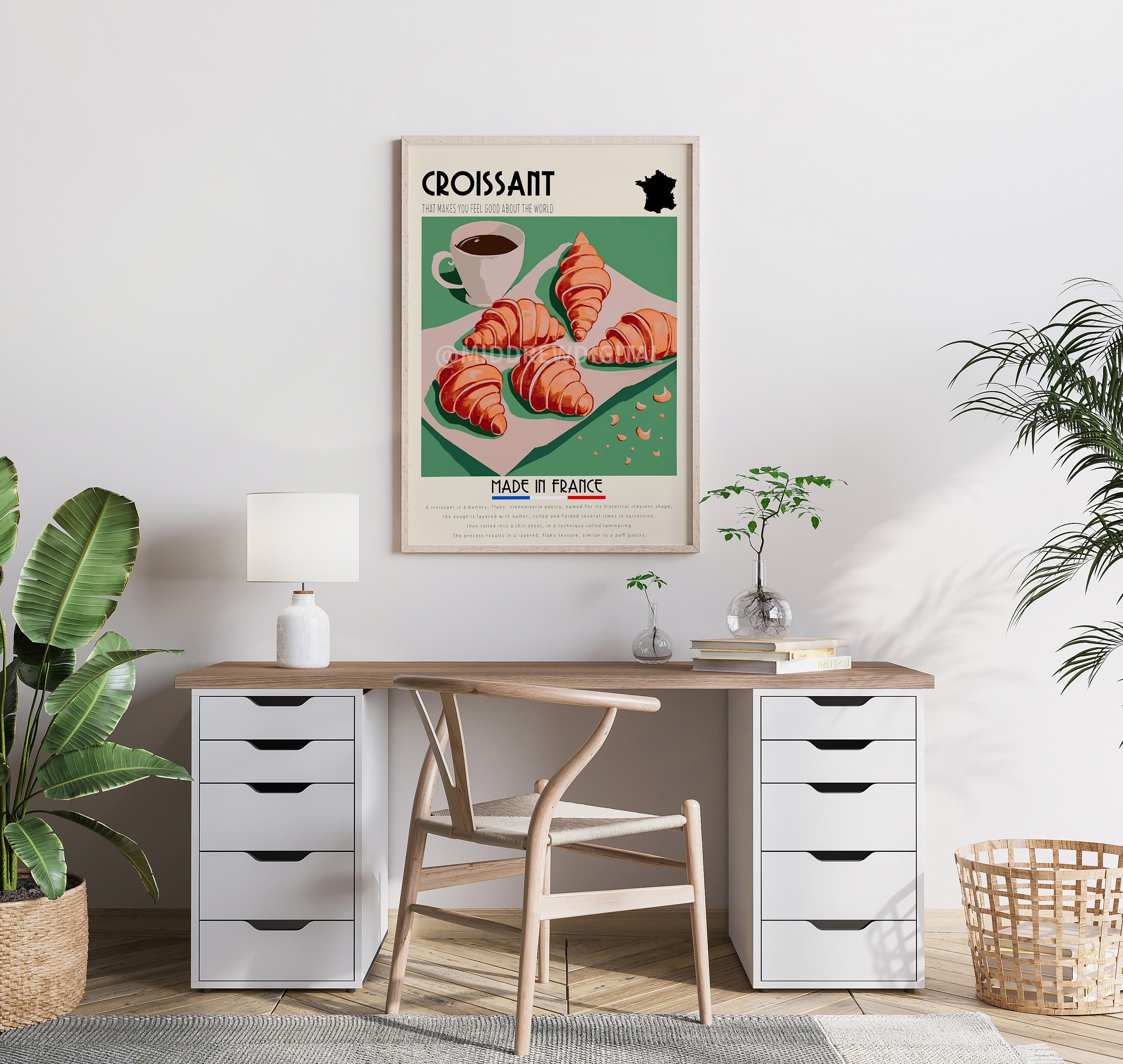 Croissant Poster French Food Poster Cafe Print Retro - Etsy