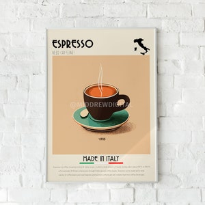 Espresso Poster, Coffee Print, Italian Coffee, Retro Poster, Cafe Wall ...