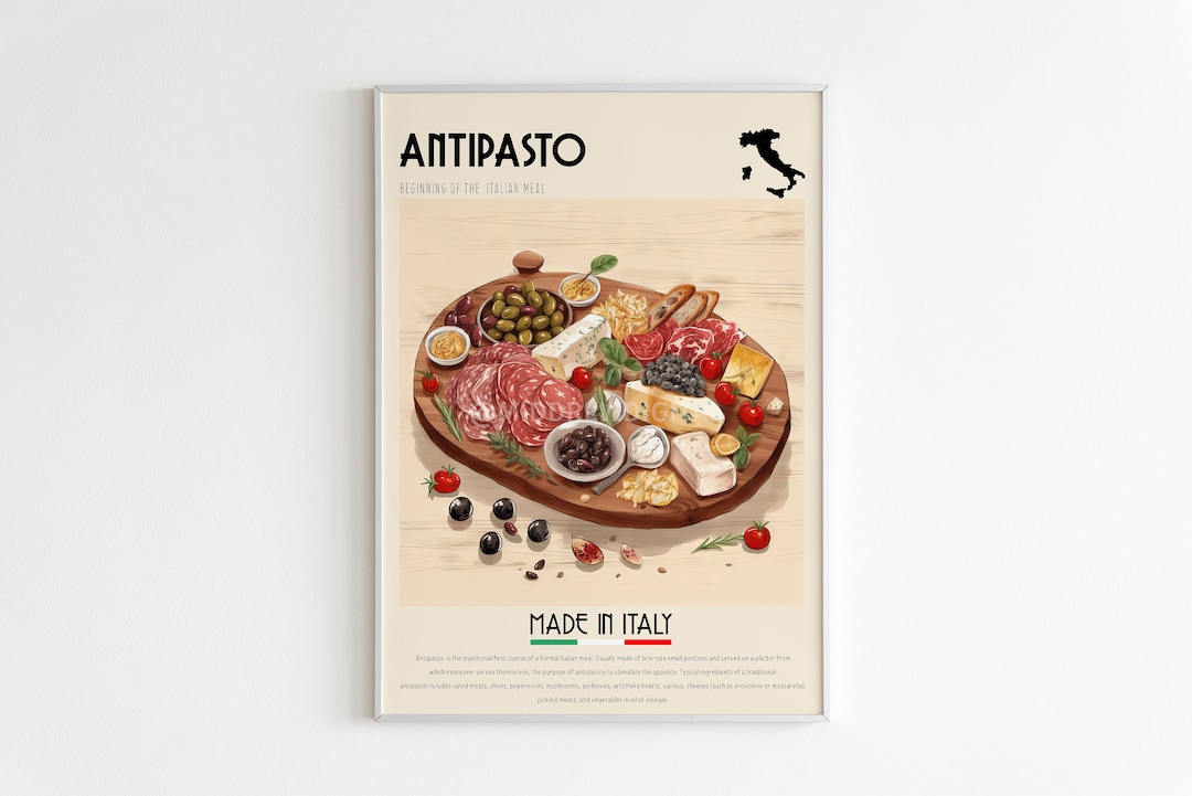 Antipasto Poster, Italian Food Print, Kitchen Wall Art, Cafe Print ...
