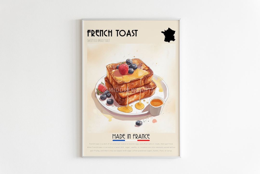 French Toast Poster, French Food Print, Kitchen Wall Art, Cafe Print ...