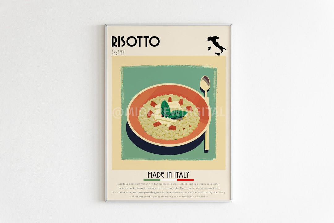 Risotto Poster, Italian Food Poster, Cafe Print, Retro, Vintage Print ...