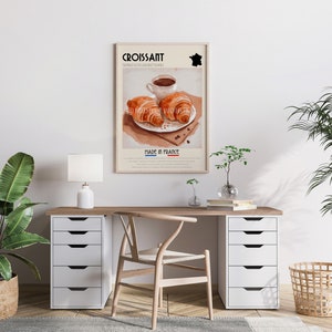 Croissant Poster, French Food Poster, Cafe Print, Retro, Vintage Print ...