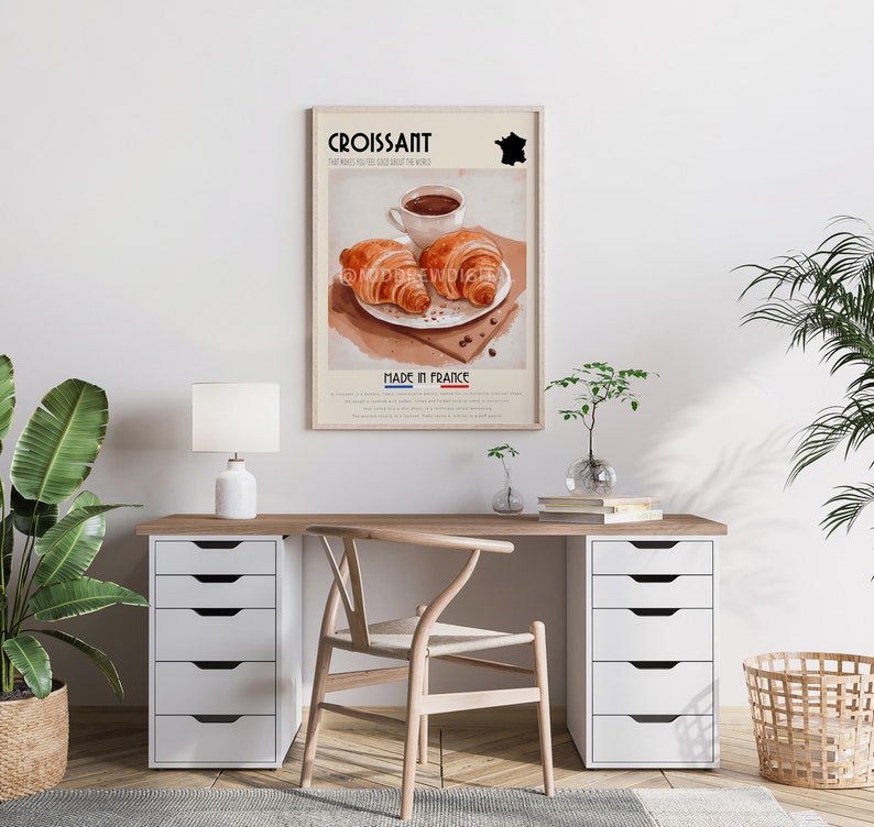 Croissant Poster French Food Poster Cafe Print Retro - Etsy Australia