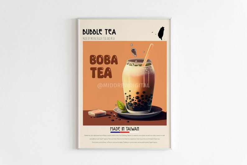 Bubble Tea Poster Boba Tea Print Taiwan Food Poster Kitchen - Etsy