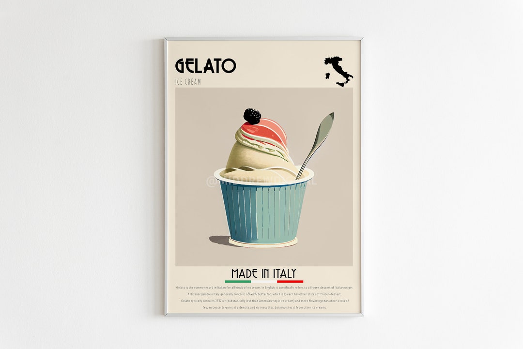 Gelato Poster, Italian Food Poster, Cafe Print, Ice Cream, Vintage ...