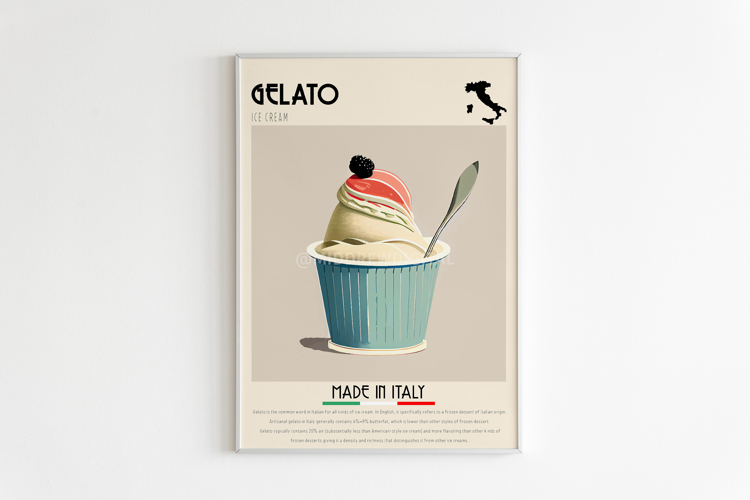 Gelato Poster Italian Food Poster Cafe Print Ice Cream - Etsy