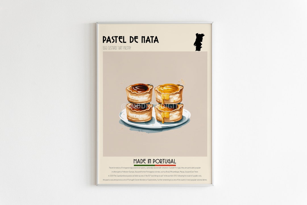 Pastel De Nata Poster, Portuguese Food Print,retro Poster,kitchen Wall ...