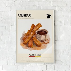 Churros Poster, Spain Food Print, Modern Kitchen Wall Art, Churros Rice ...