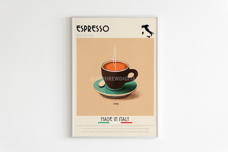 Espresso Poster Coffee Print Italian Coffee Retro Poster - Etsy