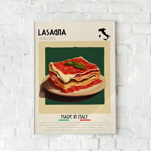 Lasagna Poster, Italian Food Poster, Cafe Print, Pasta Art, Vintage ...