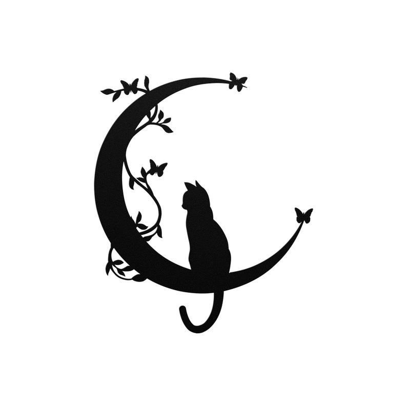 Cat Moon Butterflies Metal Sign / Wall Decor - Etsy