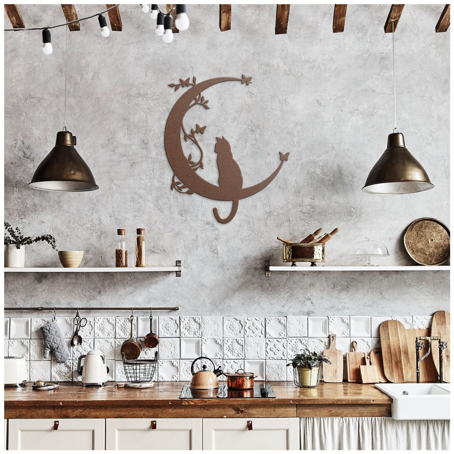 Cat Moon Butterflies Metal Sign / Wall Decor - Etsy