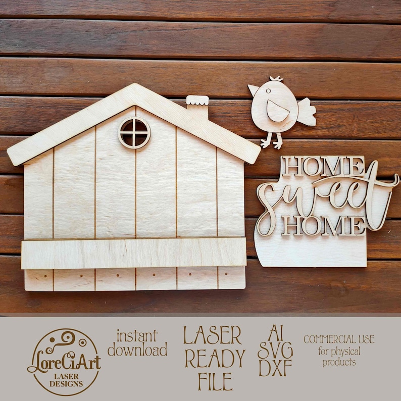 Laser Cut Key Holder SVG for Wall Customize Your Home Sweet Home - Etsy