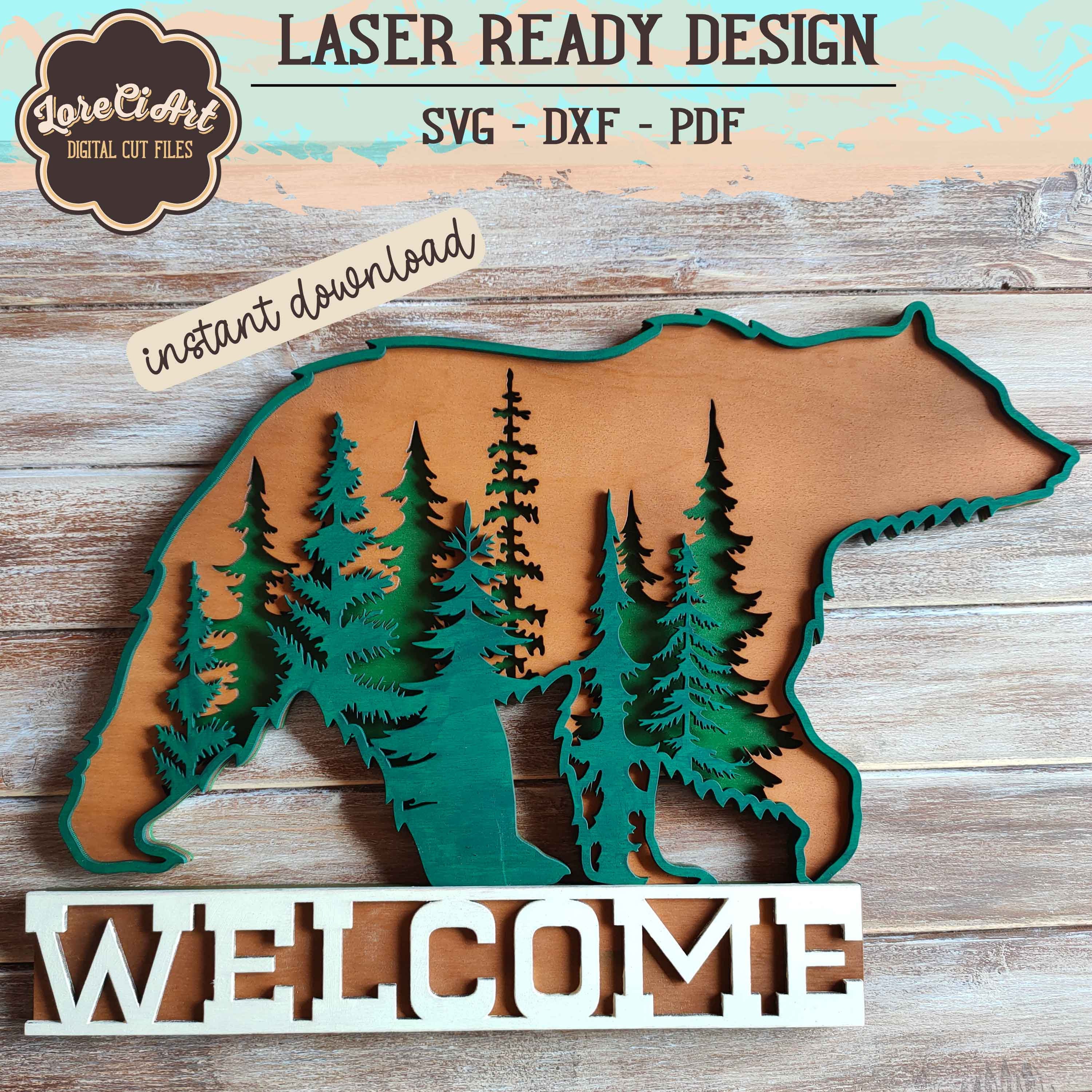 Welcome Sign SVG for Fall Porch Decor With Bear SVG. Multilayer SVG ...