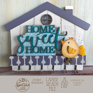 Laser Cut Key Holder SVG for Wall - Customize Your Home Sweet Home - Etsy