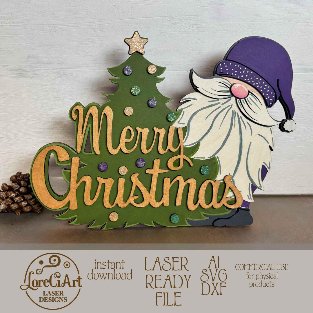 Merry Christmas Gnome SVG Laser Cut File (digital Download) - Etsy
