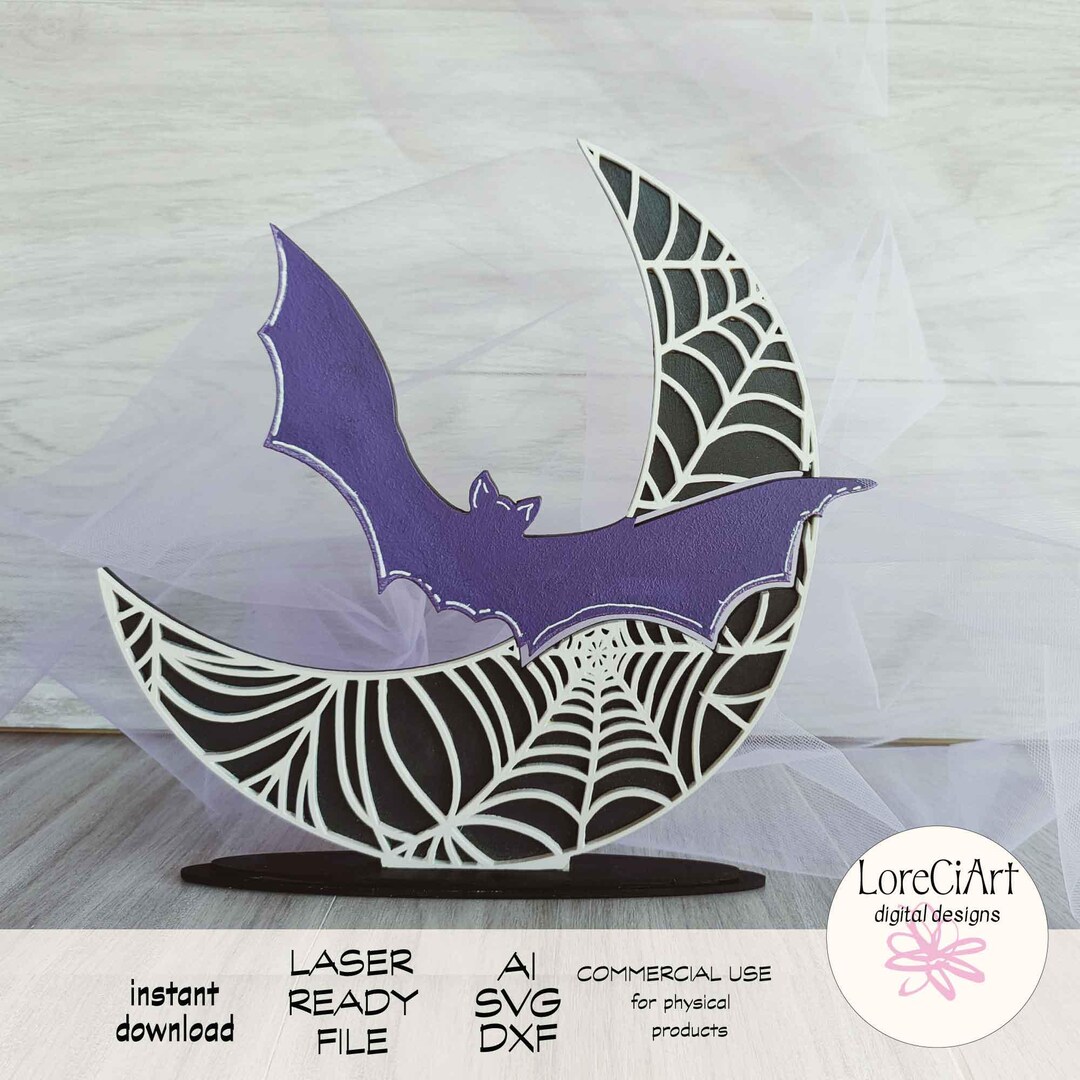 Halloween Moon Shelf Sitter SVG for Cute Mantel Decor Laser File With ...