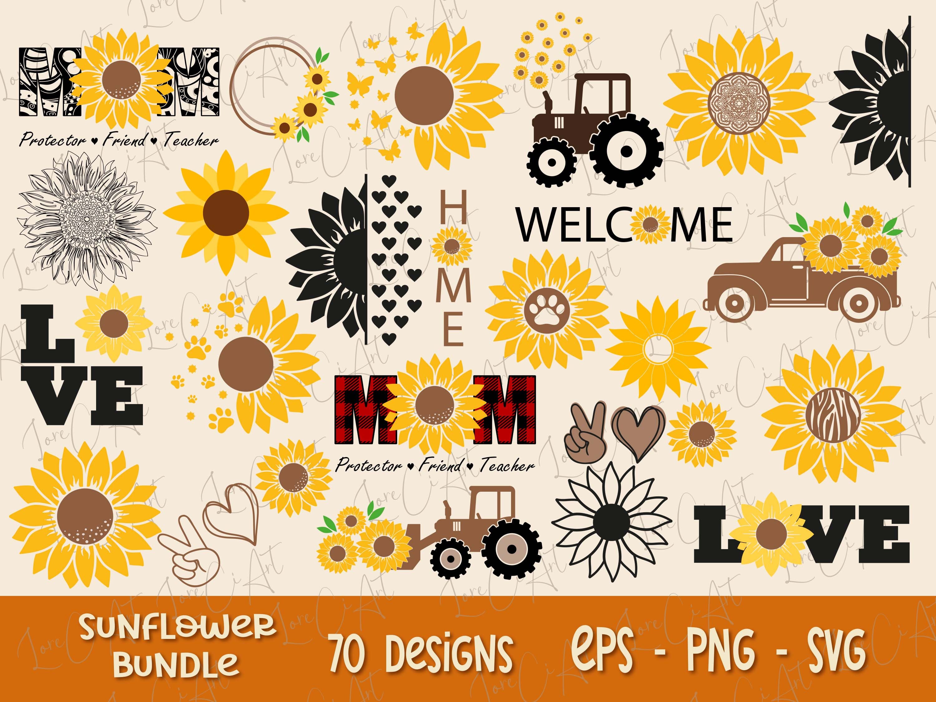 Sunflower SVG Bundle With Half Sunflower Design for Custom Tumbler ...