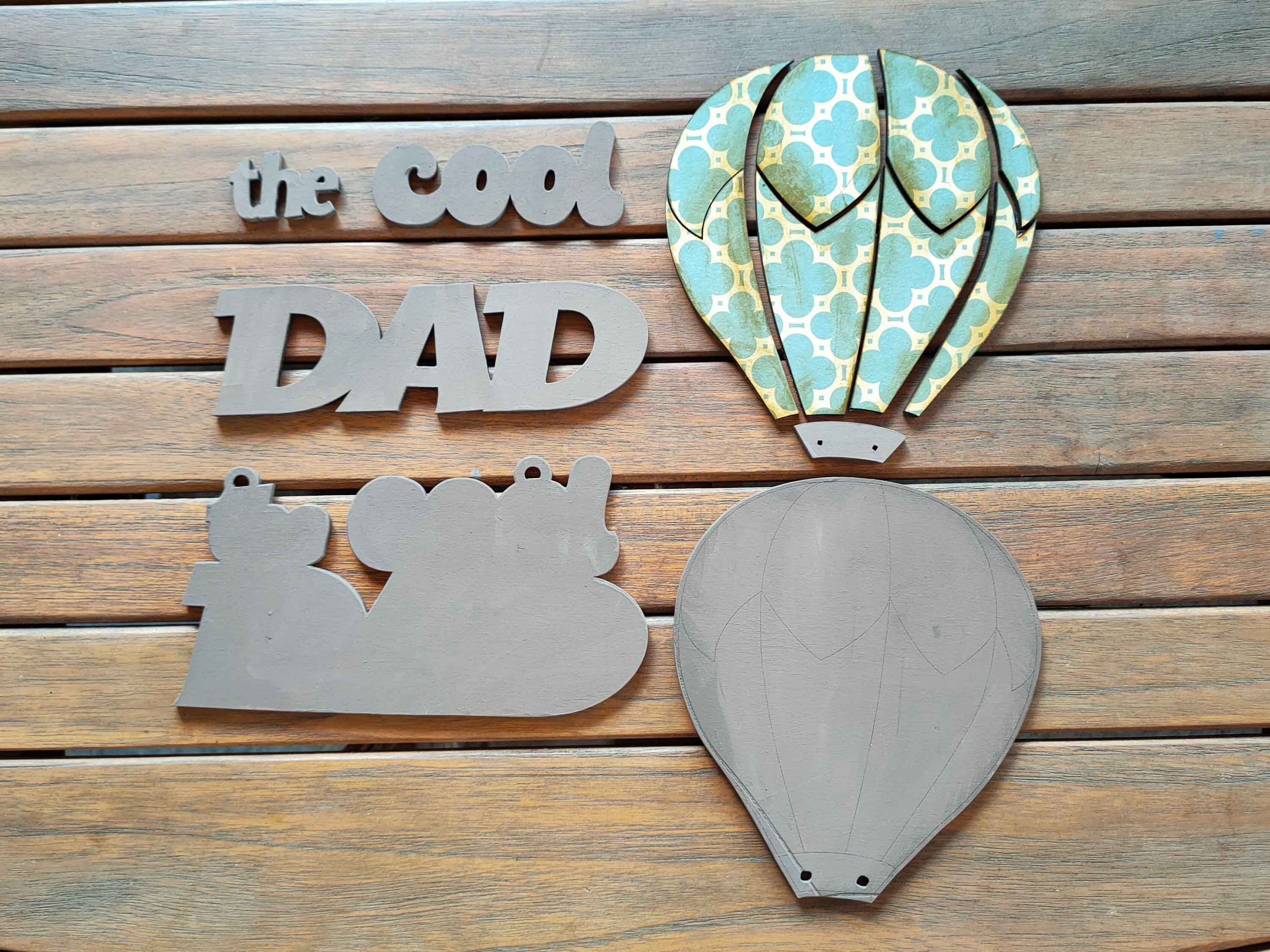 Laser Cut Magnet With Hot Air Ballon SVG Files for Fathers Day Gift or ...