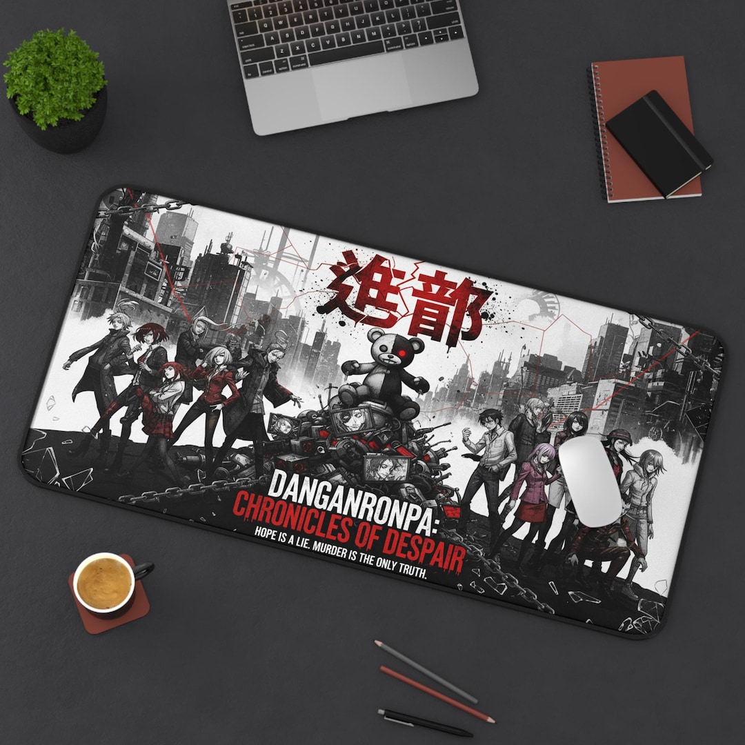 Danganronpa Inspired Dark Trial Desk Mouse Pad - Mystery Gamer Desk Mat ...