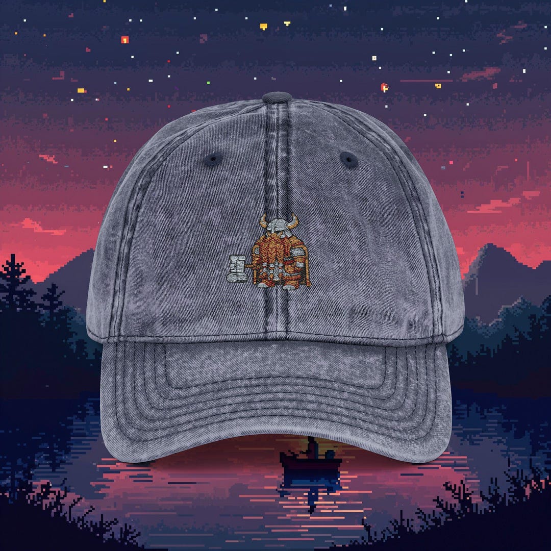 Lofi Pixel Mountain Dwarf Embroidered Dad Hat, Cozy Fantasy Aesthetic ...