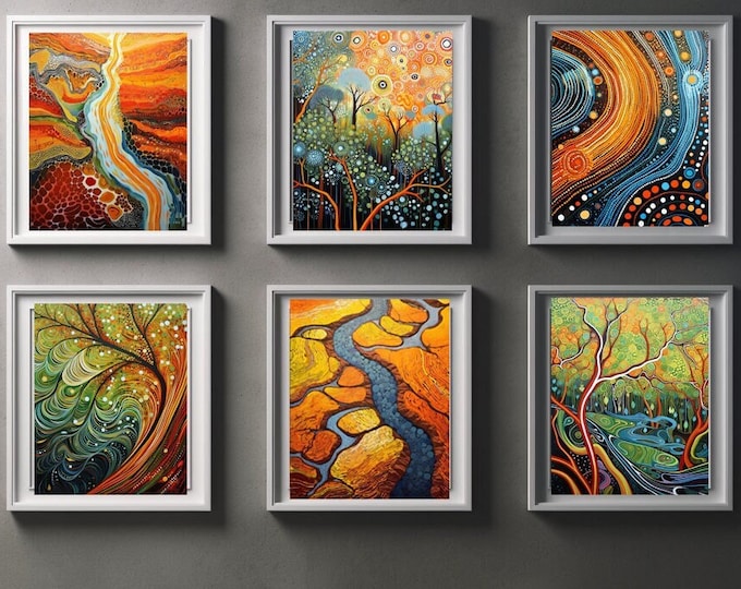8 Original Beautiful Native Australian Aboriginal Prints Bundle of 8 Digital Prints Eclectic ...