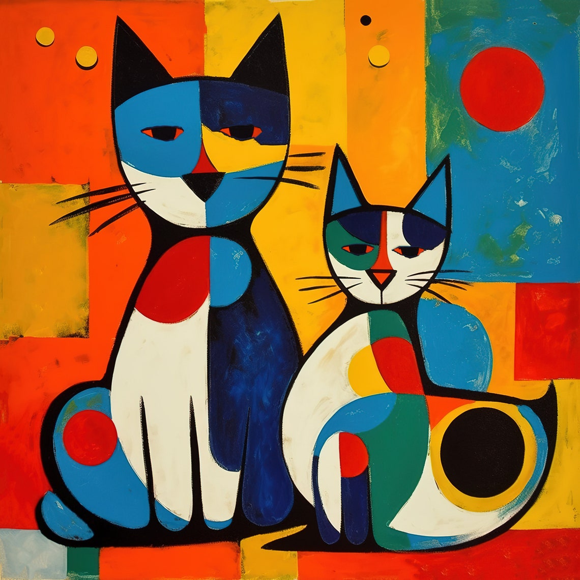 Two Printable Adorable Colorful Abstract Cat Portraits Pro Vector ...