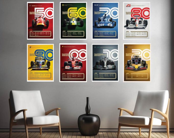 F1 Car Poster, 3 Piece F1 Car Poster, Formula 1 Wall Art, F1 Digital ...