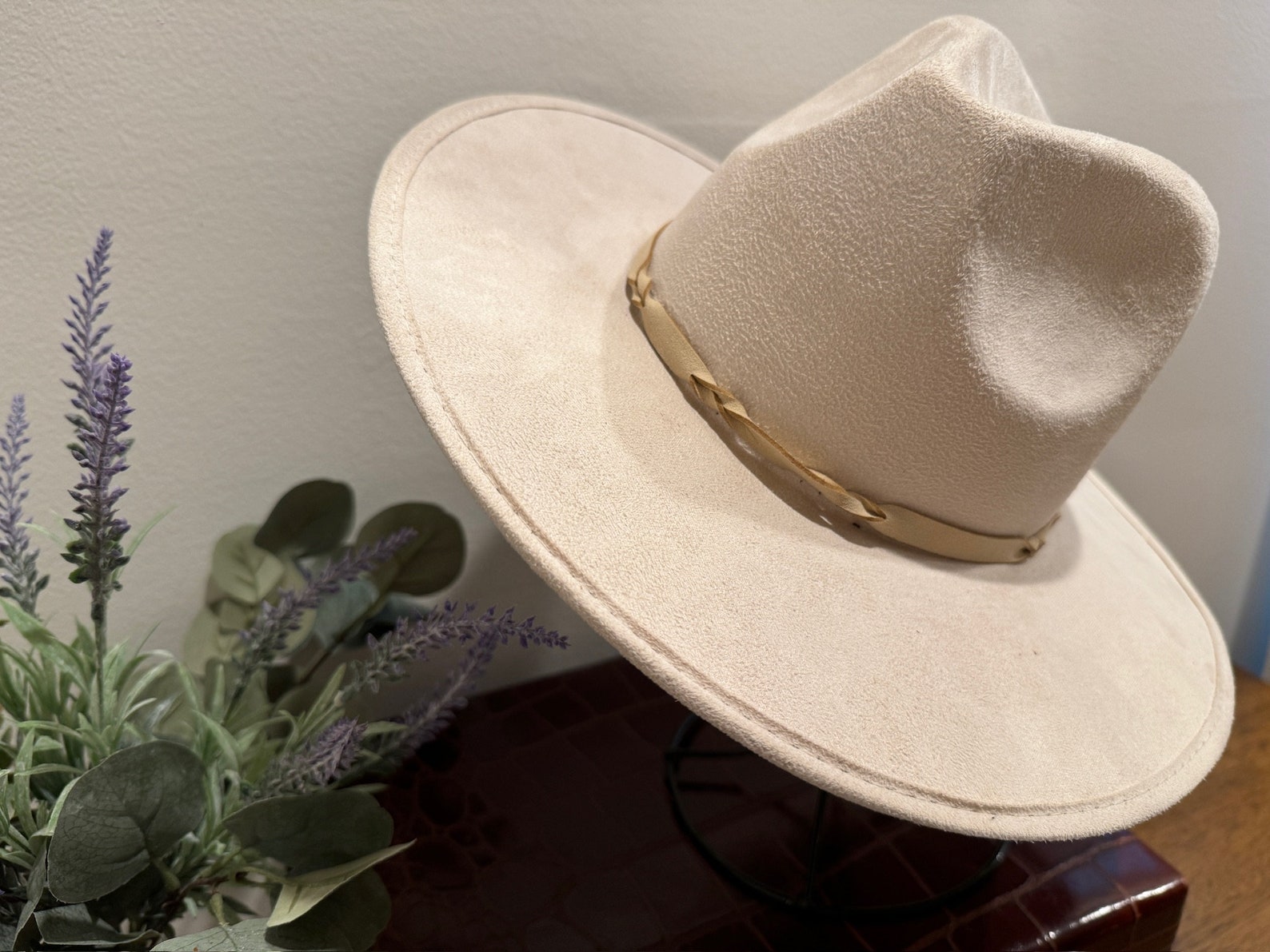 Beige Cowboy Hat With Braided Leather Band Classic Western Style for ...
