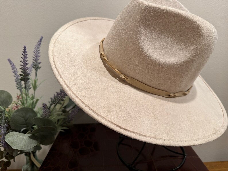 Beige Cowboy Hat With Braided Leather Band Classic Western Style for ...