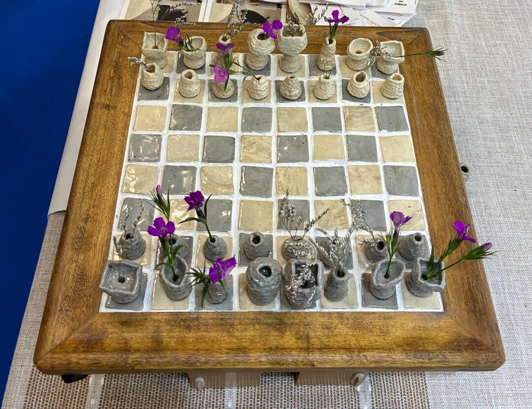 Artisan Vase Chess Set - Unique and Handmade - Gray/white - Etsy