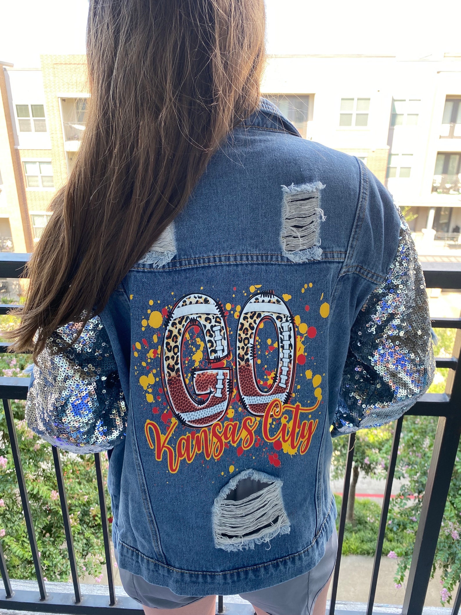 Kansas City. Bling Jacket. KC Chiefs. Denim Jacket. Game Day. Bling ...