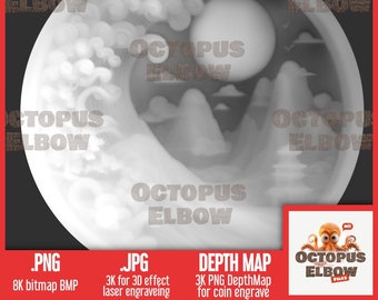 Mooncity Laser Burn 3D, 8K File for Engrave, Depth Map for Fiber or CNC ...