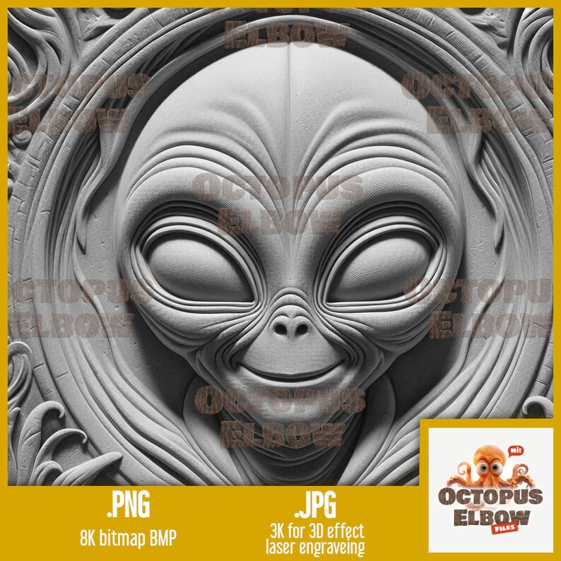 Alien Smile - Laser Burn 3D, High Quality Files, Engraving With 3D ...
