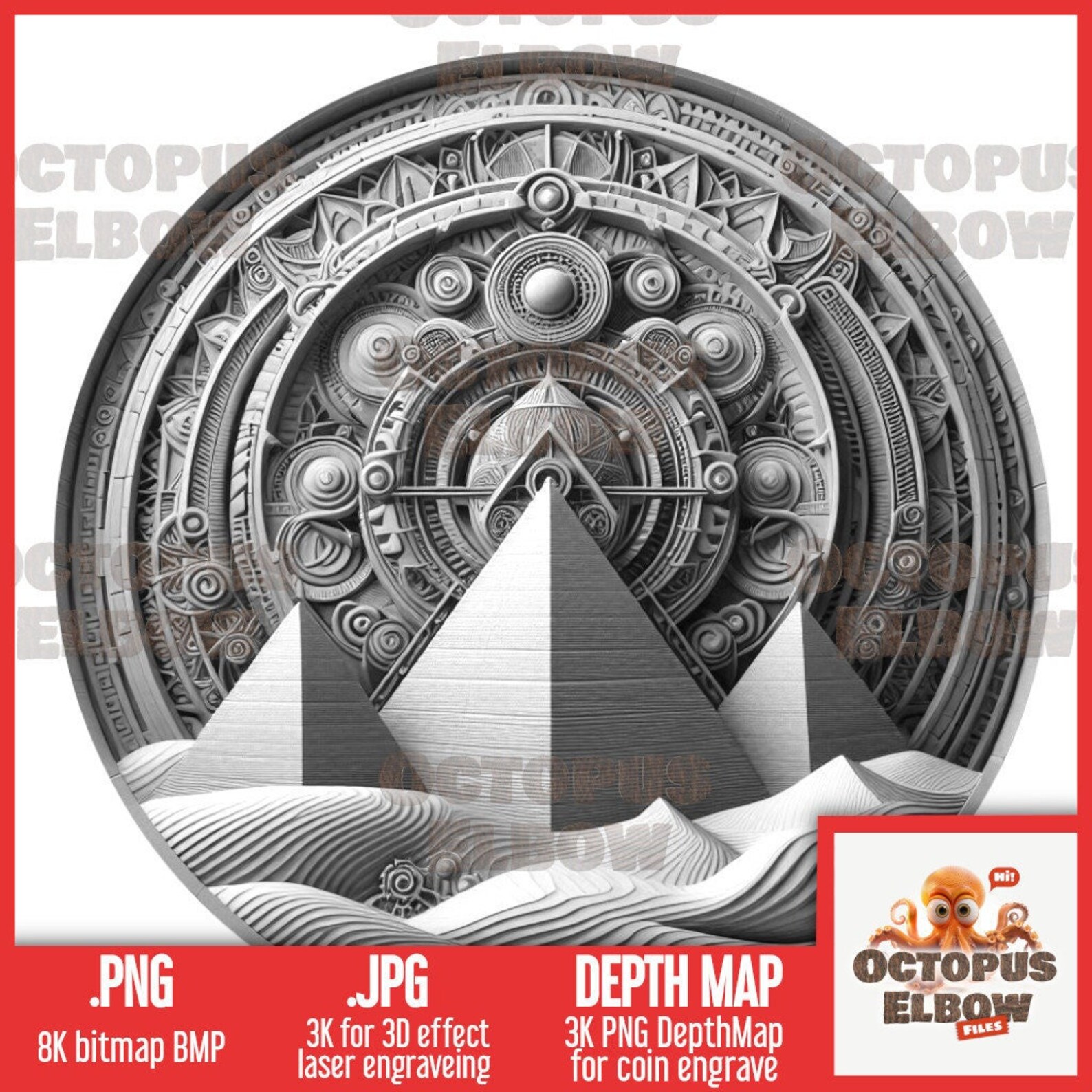 Pyramid - Laser Burn 3D, 8K File for Engrave, Depth Map for Fiber or ...