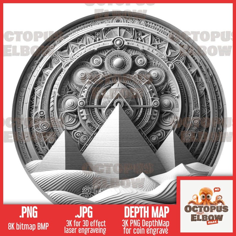 Pyramid - Laser Burn 3D, 8K File for Engrave, Depth Map for Fiber or ...
