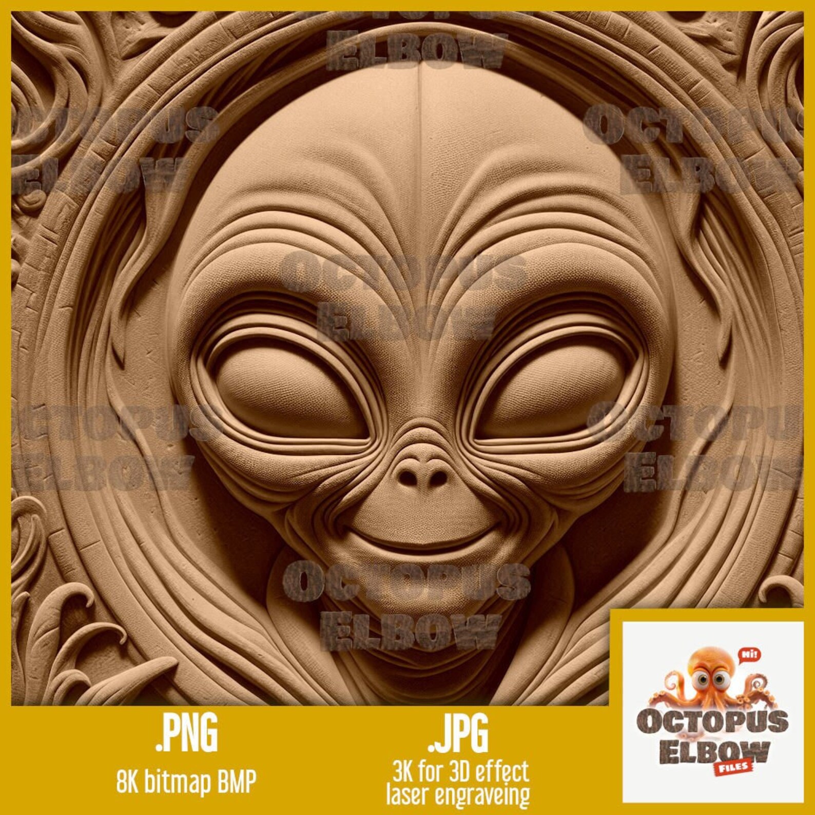 Alien Smile - Laser Burn 3D, High Quality Files, Engraving With 3D ...