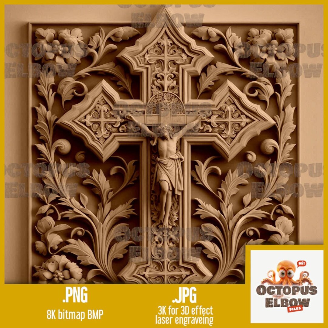 Ornate Cross 2 - Laser Burn 3D, High Quality Files, Engraving With 3D ...